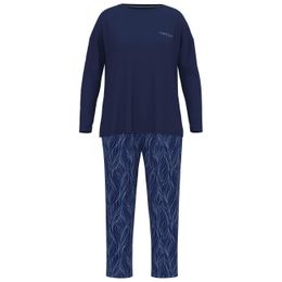 Tom Tailor Damen Schlafanzug "Sitia", Gr. 36, blau, Obermaterial: 95% Viskose, 5% Elasthan, gemustert, Homewear-Sets, Langarm, Rundhalsausschnitt,