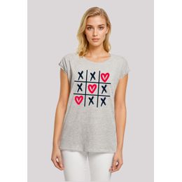 F4NT4STIC Damen T-Shirt "Valentinstag Herz Tic Tac Toe", grau, Gr. 4XL, Obermaterial: 100% Baumwolle, Shirts, Premium Qualit&auml;t