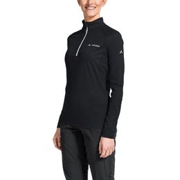 Vaude Damen Langarmshirt, schwarz, Gr. 36, unifarben, Web, Obermaterial: 100% Polyamid, Shirts, elastisch, sportlicher Stil, hochschlie&szlig;ender Kragen