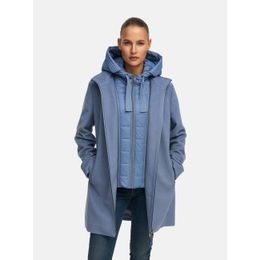 Manisa Damen Wolljackegrau blau, Gr. 48, unifarben, Web, Obermaterial: 50% Wolle, 50% Polyester. Futter: 100% Polyester, Jacken, mit herausnehmbarer