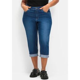 sheego Damen 7/8-Jeans, blau, Gr. 52, unifarben, 75% Baumwolle, 24% Polyester, 1% Elasthan, Jeans