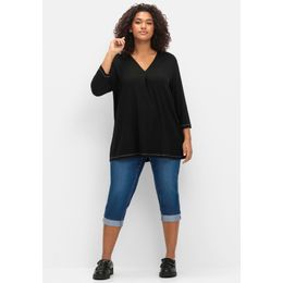 sheego Damen 7/8-Jeans, blau, Gr. 56, unifarben, 75% Baumwolle, 24% Polyester, 1% Elasthan, Jeans