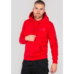 Herren Kapuzensweatshirt "BACK PRINT HOODY", rot, Gr. M, Alpha Industries, bedruckt, angeraute Sweatware, Obermaterial: 80% Baumwolle, 20% Polyester,