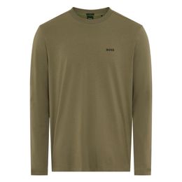 BOSS Green Herren Langarmshirt "Tee Long"schwarz beige257, Gr. M, Single Jersey, Obermaterial: 95% Baumwolle, 5% Elasthan, Shirts, mit