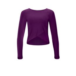 Langarmshirt WINSHAPE "Cropped Functional Light and Soft", Damen, Gr. M, schwarz plum, 85% Polyester, 15% Elasthan, Rundhals, Shirts Langarmshirt, Overlap-Applikation