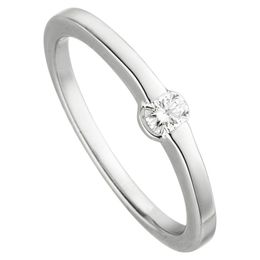 Jobo Damen Diamantring "Ring Wei&szlig;goldring Solit&auml;r", 60, SI = kleine Einschl&uuml;sse, Diamanten Wei&szlig;gold 585, silber, Diamanten, Wei&szlig;gold 585,