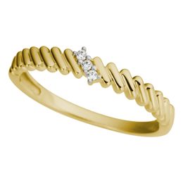 Firetti Damen Fingerring "Schmuck Geschenk Gold 333 Damenring Goldring Rillen", 16, 0,03 P2 = erkennbare Einschl&uuml;sse, Diamanten Gelbgold 333, 1,2mm,
