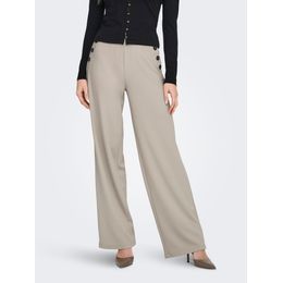 Only Damen Schlupfhose "ONLRINA BUTTON PANT JRS NOOS", beige, Gr. XS, Jersey, Obermaterial: 95% Polyester, 5% Elasthan, Hosen, Jersey Hose mit