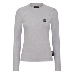 Plein Sport Damen T-Shirt "Glitter", silber, Gr. S, Obermaterial: 56% Polyester, 30% Viskose, 10% Metallisierte Faser, 4% Elasthan, Shirts