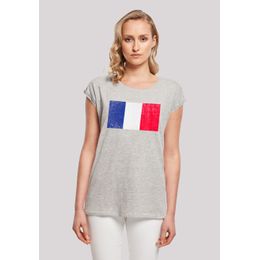 F4NT4STIC Damen T-Shirt "France Frankreich Flagge distressed", grau, Gr. XL, Obermaterial: 100% Baumwolle, Shirts, Print