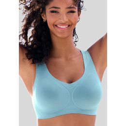 Nuance Damen Bralette-BH, Gr. M, blau, Microtouch, Obermaterial: 82% Polyamid, 18% Elasthan, Basic, BHs, SEAMLESS, ohne B&uuml;gel mit herausnehmbaren