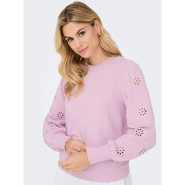 Only Damen Sweatshirt "ONLFEMME L/S PUFF EMBROIDERY UB SWT"winsome orchid, Gr. L, unifarben, Sweatware, Obermaterial: 60% Baumwolle, 40% Polyester,