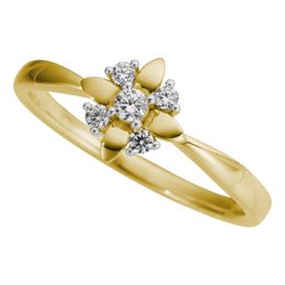 Firetti Damen Fingerring "Schmuck Geschenk Gold 333 Damenring Goldring Blume", 19, 0,14 P2 = erkennbare Einschl&uuml;sse, Diamanten Gelbgold 333, 1,6mm,