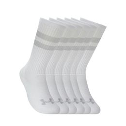 Under Armour Kinder Tennissocken "UA Essential 6pk Crew", Gr. Swei&szlig;, wei&szlig;, halo gray, Polyester, Socken, f&uuml;r vielseitige Eins&auml;tze, sportlicher Stil,