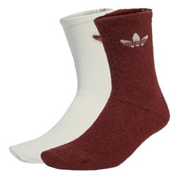 adidas originals Socken 'Fluffy Crew Sock 2 Pairs' Damen Gr&ouml;&szlig;e 43/45 kastanienbraun / wei&szlig;