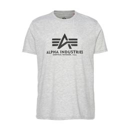 Herren T-Shirt "Basic T-Shirt", grau, Gr. S, Alpha Industries, bedruckt, meliert, Single Jersey, Obermaterial: 100% Baumwolle, Shirts, Baumwolle,
