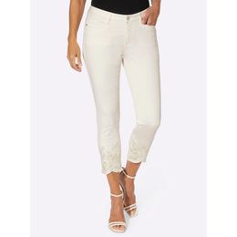 Lady Damen 7/8-Jeans, beige, Gr. 42, unifarben, 98% Baumwolle, 2% Elasthan, Jeans