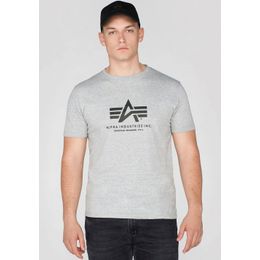 Herren T-Shirt "Basic T-Shirt", grau, Gr. S, Alpha Industries, bedruckt, meliert, Single Jersey, Obermaterial: 100% Baumwolle, Shirts, Baumwolle,