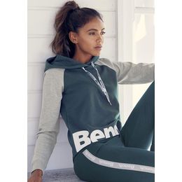 BENCH. LOUNGEWEAR Kapuzensweatshirt mehrfarbig Gr. 32/34 f&uuml;r Damen. Ohne Ausschnitt und Logodruck. Basic. Nachhaltig.