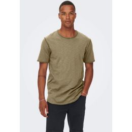 Only & Sons ONLY & SONS Damen T-Shirt "ONSBENNE LONGY SS TEE NF 7822 NOOS", grau, Gr. M, unifarben, Single Jersey, Obermaterial: 100% Baumwolle, Shirts