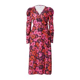 Dorothy Perkins Kleid Damen Gr&ouml;&szlig;e 46 dunkellila / pink / orangerot / schwarz Winterkleid