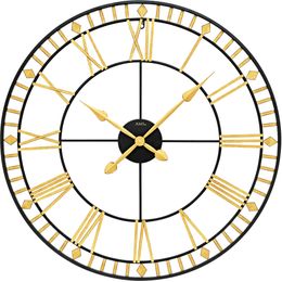Wanduhr AMS "W9647", bunt (schwarz, altgoldfarben), Wanduhren, B/H/L: 6cm, Wanduhr, Quarzuhr,Wohnzimmer,Esszimmer,K&uuml;che,Arbeitszimmer,B&uuml;ro,Flur