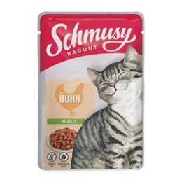 Schmusy Ragout Nassfutter Katze Adult in Gelee Huhn 44x100 g