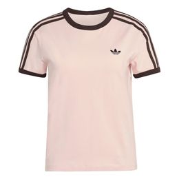 adidas originals T-Shirt '3 STRIPES SLIM' Damen Gr&ouml;&szlig;e 5XL/6XL dunkelbraun / rosa
