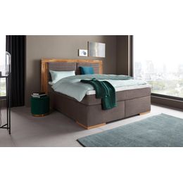 Boxspringbett Home Affaire "Cup", grau (charcoal), B:230cm L:206cm, Bezug: Luxus-Microfaser (100% Polyester);Bezug: Microfaser (100% Polyester), Komplettbetten, Boxspringbett, mit Massivholzrahmen, mit Topper, in 2 H&auml;rtegraden, in 3 Breiten