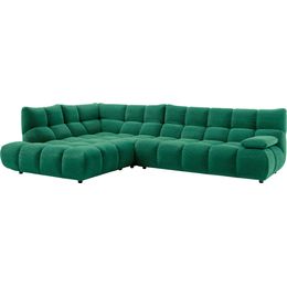 Ecksofa Home Affaire "Cozy Bubble, mit klappbarer Armlehne, Breite 324 cm", gr&uuml;n, B:324cm H:85cm T:211cm, 95% Polyester, 5% Nylon, Sofas, Ecksofa, mit eleganter Steppung, Rundumbezug & weicher Polsterung