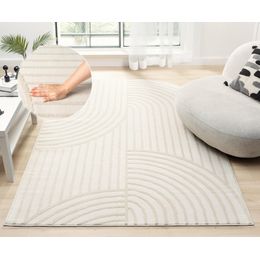 Teppich s.Oliver "Cilla, besondere Form, modernes Design, dichte Qualit&auml;t", beige (creme), B:200cm H:11mm L:300cm, Kunstfaser, Teppiche, Teppich, Woll-Look, Skandi, Boho, leichter Glanz, Wohnzimmer, Schlafzimmer