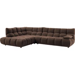Ecksofa Home Affaire "Cozy Bubble, mit klappbarer Armlehne, Breite 324 cm", mocca, B:324cm H:85cm T:211cm, 95% Polyester, 5% Nylon, Sofas, Ecksofa, mit eleganter Steppung, Rundumbezug & weicher Polsterung
