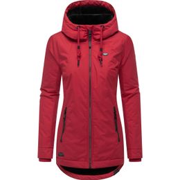 Winterjacke Ragwear "Zuzka Winter", Damen, Gr. L (40), knallrot, Au&szlig;enmaterial: 100% Polyester. Innenfutter: 100% Polyester. Kapuzenfutter: 100% Polyester. Wattierung: 100% Polyester, tailliert Po-bedeckend, mit Knopf Rippstrickb&uuml;ndchen mit Druckknopf, Jacken Winterjacke, Wasserdichter Winterparka mit Teddyfleece Innenfutter
