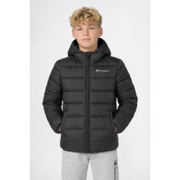 Steppjacke Champion "SPORTWEAR JACKET Standard Fit", Jungen, Gr. XL, nbk, nbk, nbk, Obermaterial: 100% Polyester, Jacken Steppjacke, mit verstellbarer Kapuze, aus Polyester, anliegende Passform