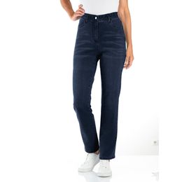 High-waist-Jeans Classic Basics, Damen, Gr. 19, Kurzgr&ouml;&szlig;en, blau (dunkelblau), 81% Baumwolle, 17% Polyester, 2% Elasthan, unifarben, lang, Jeans High-Waist-Jeans