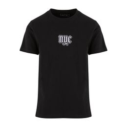 T-Shirt MisterTee "MisterTee NYC Old English Wording Patch Tee", Damen, Gr. XL, schwarz, 100% Baumwolle, bedruckt, normal, Rundhals, Shirts T-Shirt
