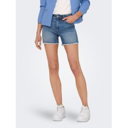 Shorts Only "ONLBLUSH MID SK DNM SHORTS NOOS", Damen, Gr. S (36), N-Gr, blau (light blau denim), Denim/Jeans, Obermaterial: 92% Baumwolle, 6% Elastomultiester, 2% Elasthan, unifarben, regular fit kurz, Hosen Shorts, Baumwollmischung, regular fit