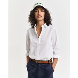 Langarmbluse Gant "REG POPLIN SHIRT", Damen, Gr. 36, wei&szlig;, Web, Obermaterial: 100% Baumwolle, regular fit, Blusen