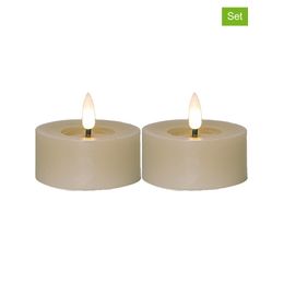 STAR TRADING 2er-Set: LED-Windlicht "Flamme Flow" in Beige - (H)7 x &Oslash; 5,5 cm - 45% | Kerzen-vasen
