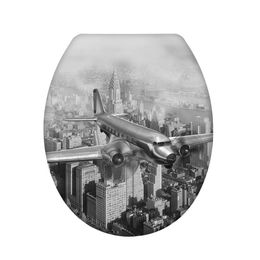 Wenko Absenkautomatik-WC-Sitz "Old-Time Plane" in Grau/ Schwarz - 73% | Badezimmer-accessoires