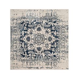 Safavieh Kurzflor-Teppich in Dunkelblau/ Creme - 37% | Gr&ouml;&szlig;e 122x122 cm |
