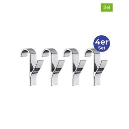 Wenko 4er-Set: Handtuchhaken in Silber - (H)10,5 cm - 50% | Badezimmer-accessoires