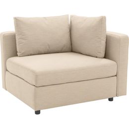 DOMO collection Sofa-Eckelement &raquo;Solskin, individuell erweiterbar/kombinierbar&laquo; mit losen Kissen. R&uuml;cken- und Seitenteile als Stecksystem. beige 100% 