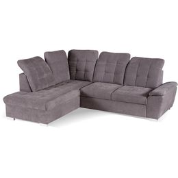 WERK2 Ecksofa &raquo;Brindisi, Multifunktion, bequem & komfortabel, Breite 263cm, L-Form&laquo; mit verstellbaren Kopfteilen, Bettfunktion & Bettkasten grau 92% 