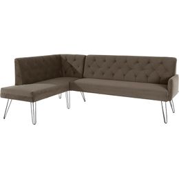 exxpo - sofa fashion Eckbank &raquo;Doppio, Chesterfield Optik, komfortabel und bequem, hohe Designf&uuml;&szlig;e&laquo; Frei im Raum stellbar grau 100% Polyester