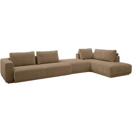 Musterring Wohnlandschaft Anreihsofa mit Armlehne links, Eckteil rechts mit Kissen & Hocker 100% Polyester
