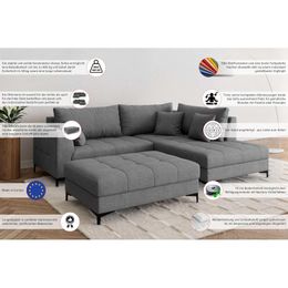 OTTO home Ecksofa &raquo;LEEVKE Design-Sofa mit Ottomane rechts/links bestellbar, Breite 232 cm&laquo; in vielen modernen Farben erh&auml;ltlich, belastbar bis 480 kg 