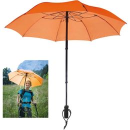 Euroschirm Damen Euroschirm Taschenregenschirm &raquo;teleScope handsfree, orange&laquo; zweifach ausziehbarer Schaft, handfrei tragbar orange