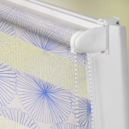 LICHTBLICK ORIGINAL Doppelrollo &raquo;Duo Rollo Klemmfix, ohne Bohren, blickdicht, Flower wheel - Gelb&laquo; halbtransparent freih&auml;ngend blau Polyester