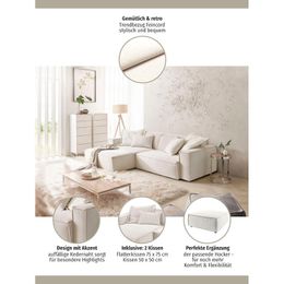 3C Candy Ecksofa &raquo;Matteo in elegant, kubischer Formensprache, bequem, L-Form&laquo; mit auff&auml;lliger Kedernaht, Feincord-Bezug, Lounge-Charakter silber 95% 